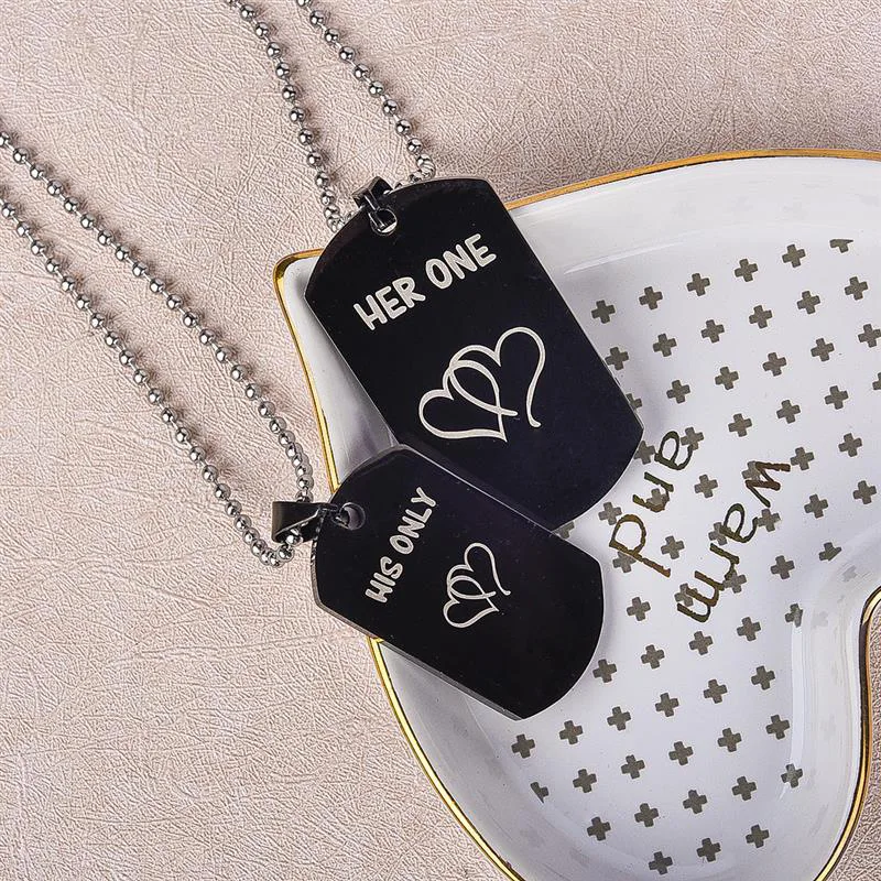 Black Military Army Style Pendant Necklace Set Her One And His Only ...