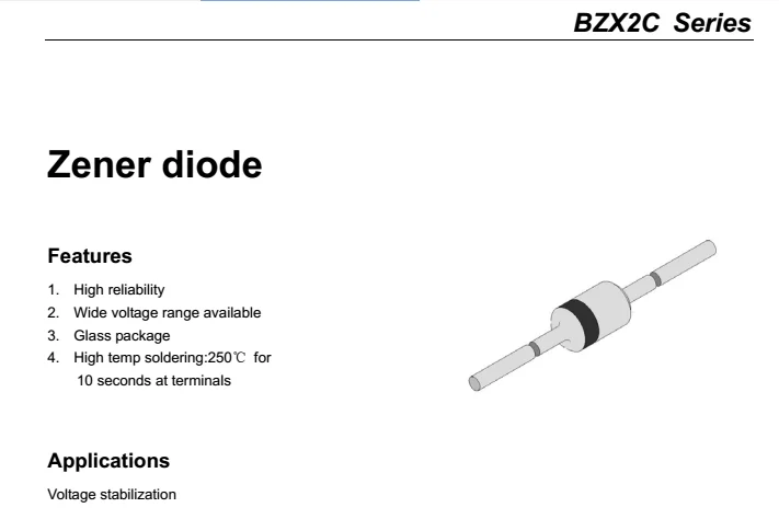 ACTIVE COMPONENTS 2 WATT ZENER DIODE MARKING BZX2C8V2 8.2V, View DIODE ...