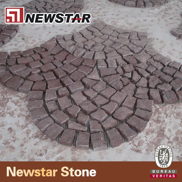 Red Granite Pavers For Drive Way And Parking Area,Fan Shape Granite ...