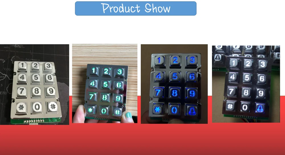 3x4 12 Keys Illuminated Keypad/custom Made Silicone Button Rubber ...