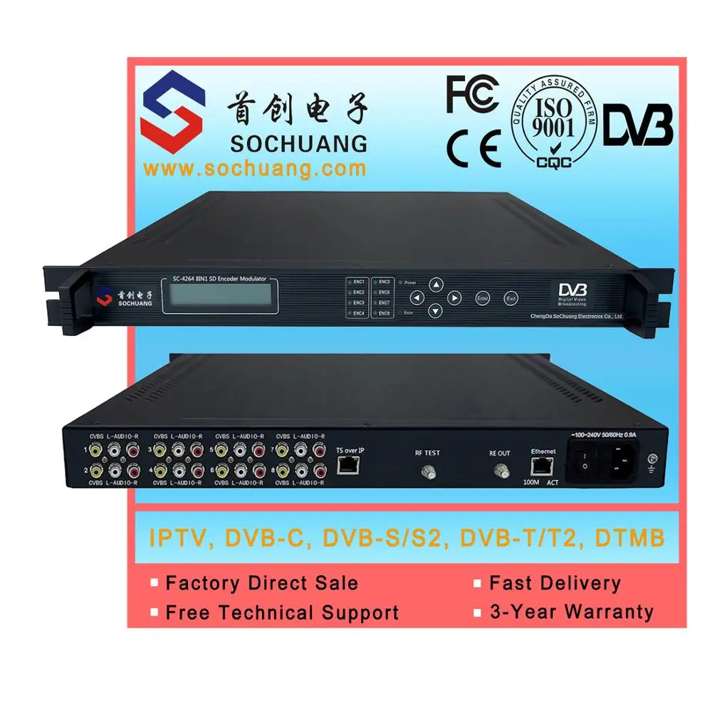 Catv Digital Sd Av Qam Modulator (8av In,Dvb-c+mpts Ip Out,Each Channel ...