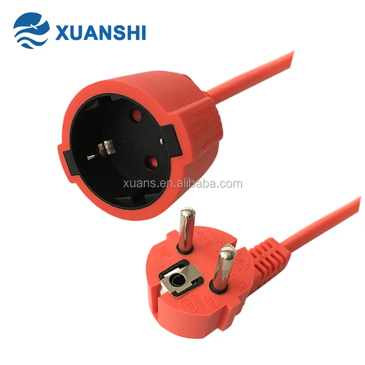 European Standard 3 Pin Schuko German Plug Male To Female Rechargeable ...