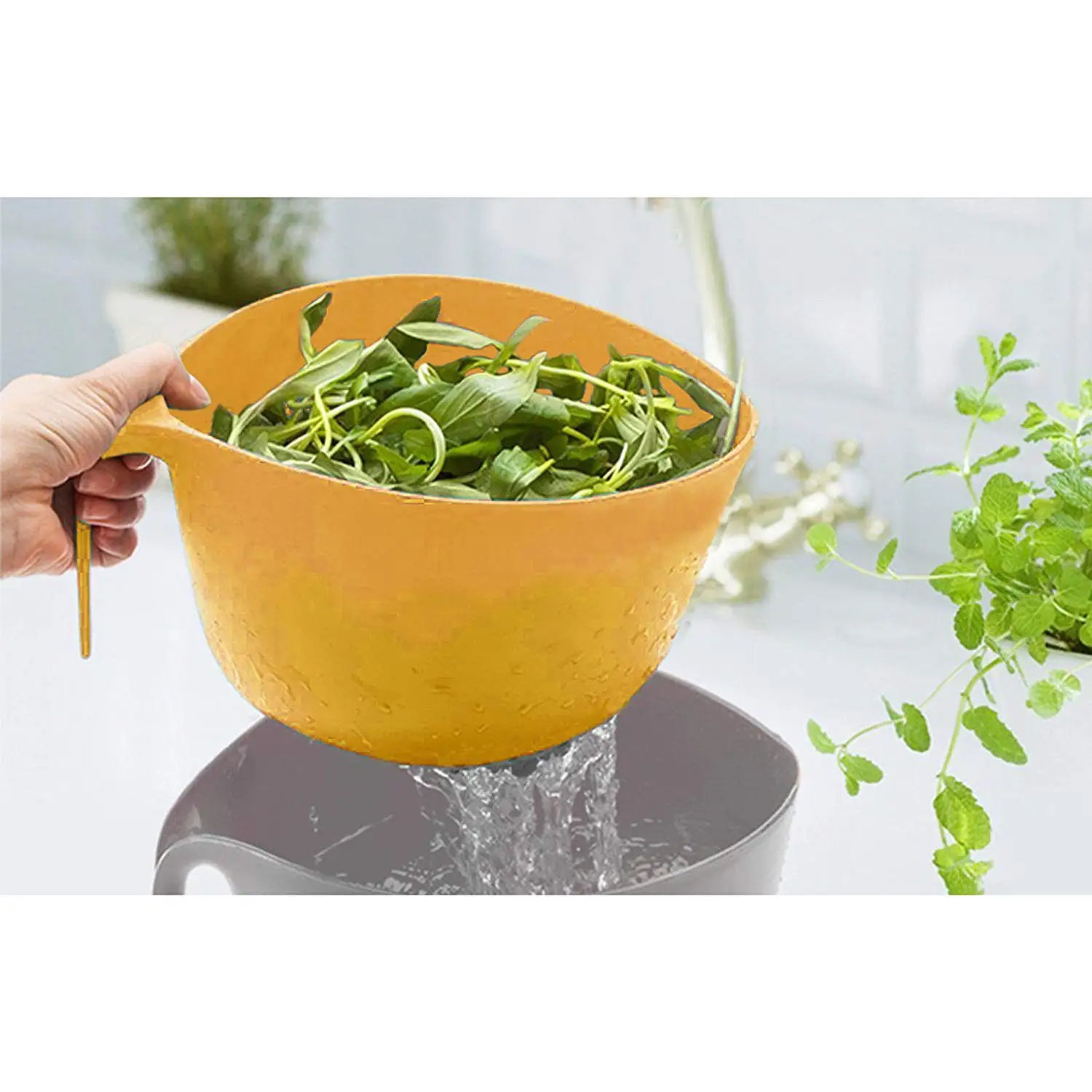 Stackable Washing 2-in-1 Large Plastic Colander Bowl Set