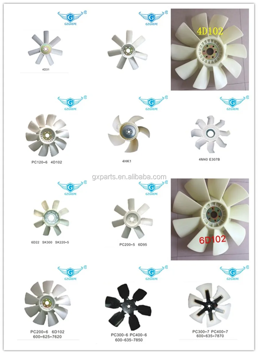 Excavator Engine Parts 6d102 Engine Fan Blade 600-625-7620 6006257620 Fan Cooling For Komatsu ...