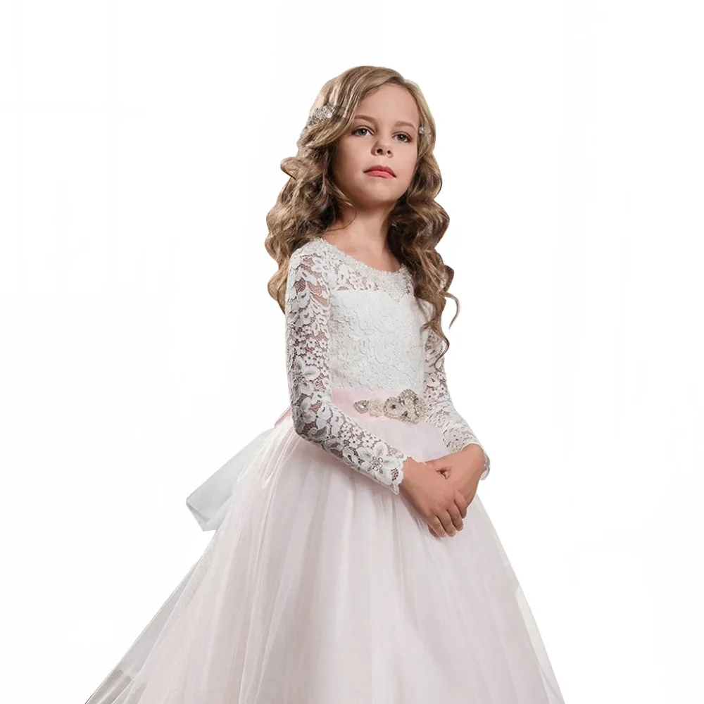 2018 Beautiful First Communion Dresses For Girls Long Sleeves Girls ...