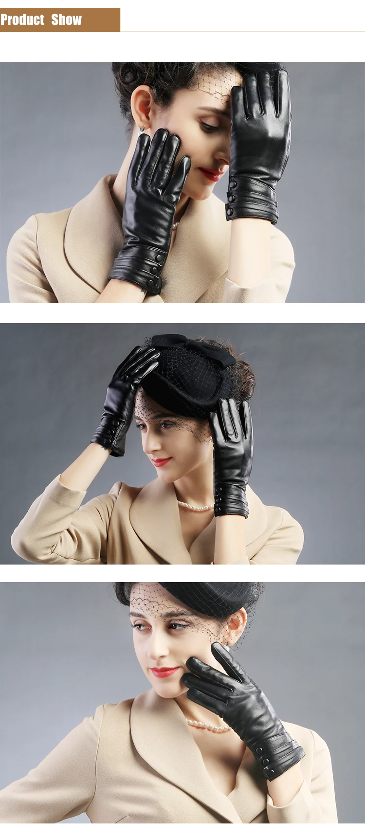 Russia Style Winter Women Goatskin Hand Warmer Gloves For Touch Screen ...
