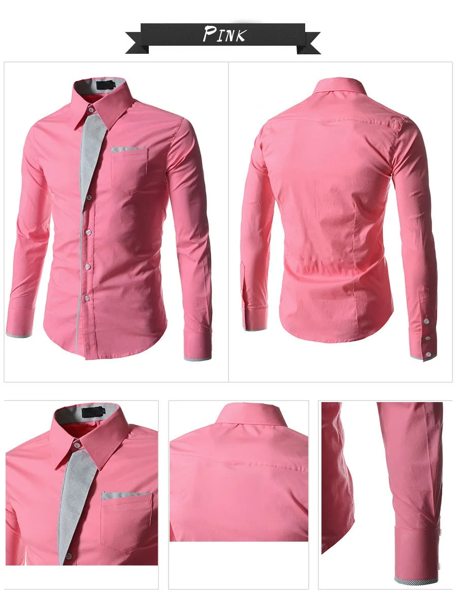 New fashion brand OEM cotton polyester mens dress shirts long sleeve ...