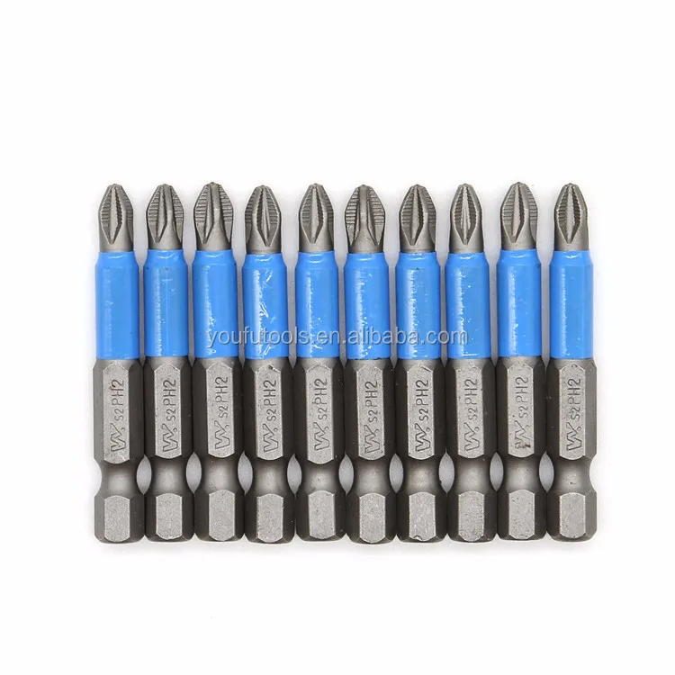 10pcs 50mm Phillips Screwdriver Bit Set - S2 Steel Anti-Slip Hex Shank ...