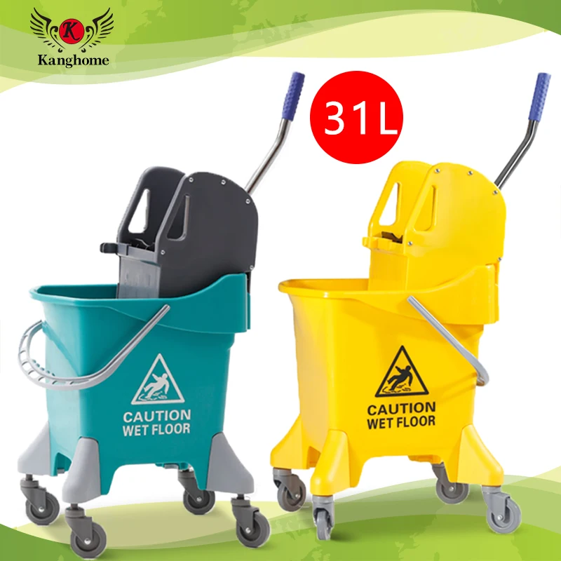 Hot Selling Plastic Double Bucket Deluxe Mop Bucket Wringer Trolley ...