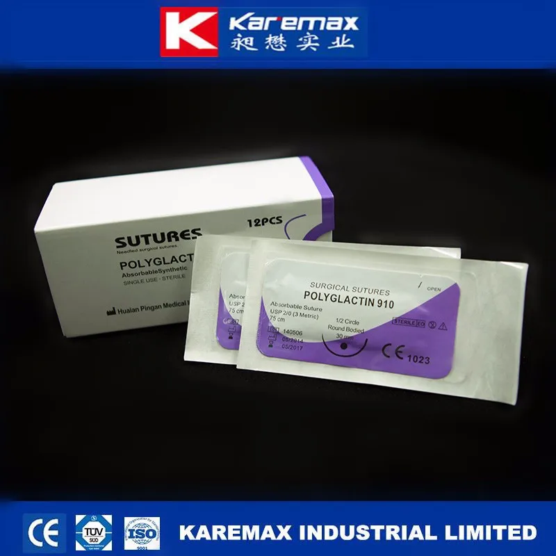 Karemax Absorbable Polylactic Acid Surgical Suture 3 0 With Ce Iso Fda ...