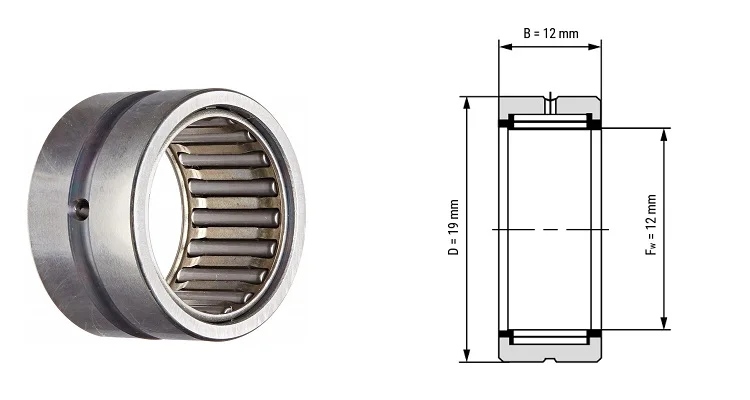 Nk12/12 Needle Roller Bearings Without Inner Ring 12x19x12 Mm - Buy ...