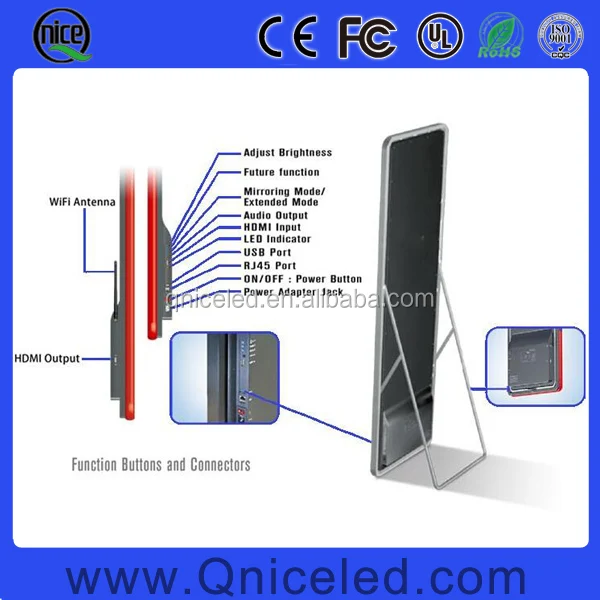 Movable Led Screen Poster Floor Stand Led Video Advertising Display P3 ...