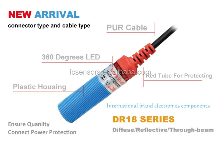 DR18-S200 series M18,12~24VDC, 200cm sensing range with reflector ...