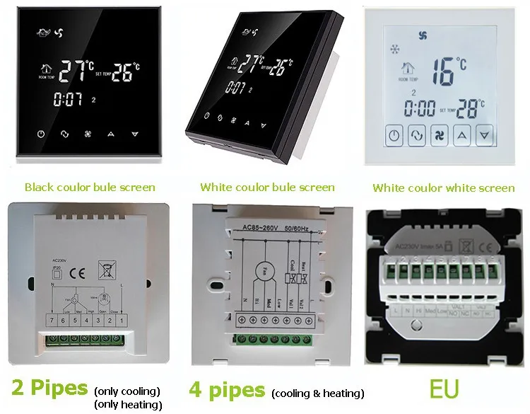 4 Pipe Fan Coil Unit Modbus Rs485 Fan Speed Control Room Thermostat ...