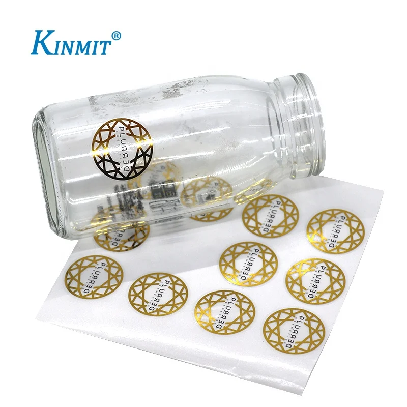 Custom Logo Printed Clear Gold Foil Stickers Gold Stamping Transparent ...