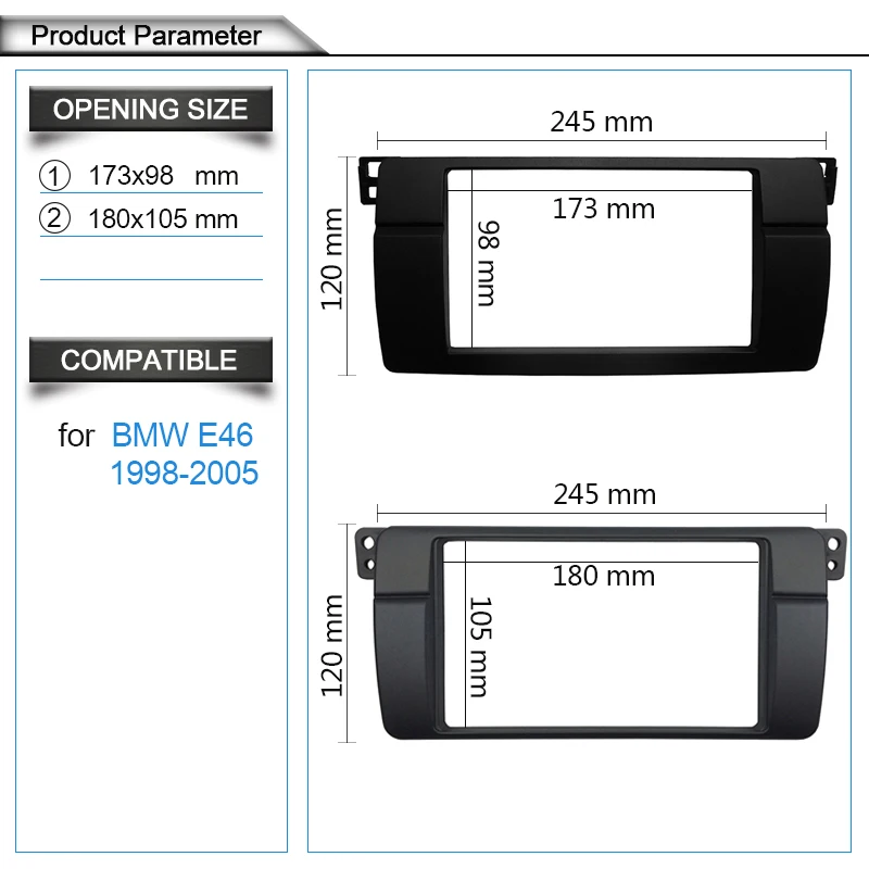 Double Din Car Dvd Dash Installation Trim Kit For Bmw 3 Series M3 E46 ...