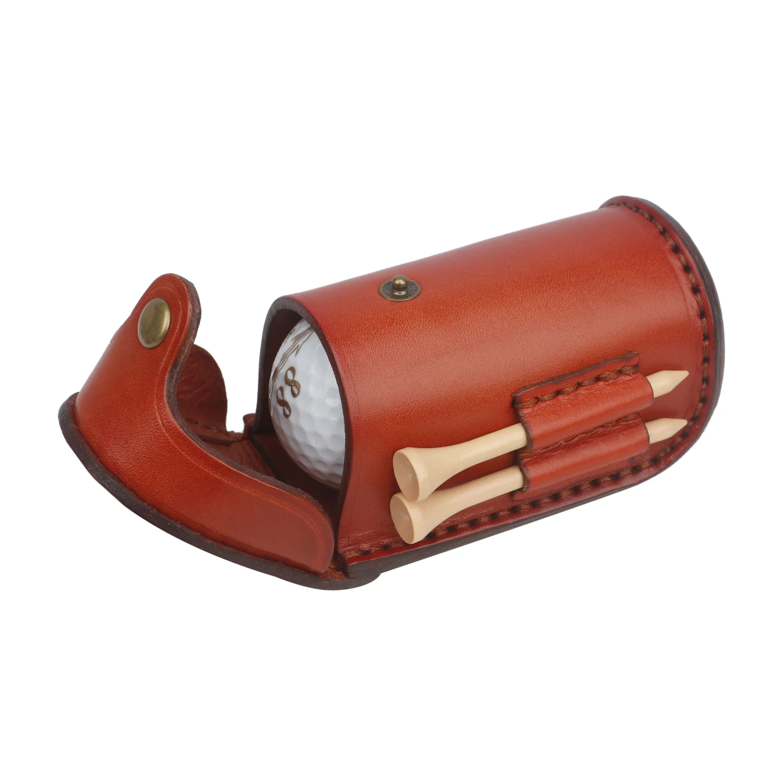 HIBO Retro Leather Golf Ball Pouch Bag with Tee Holder