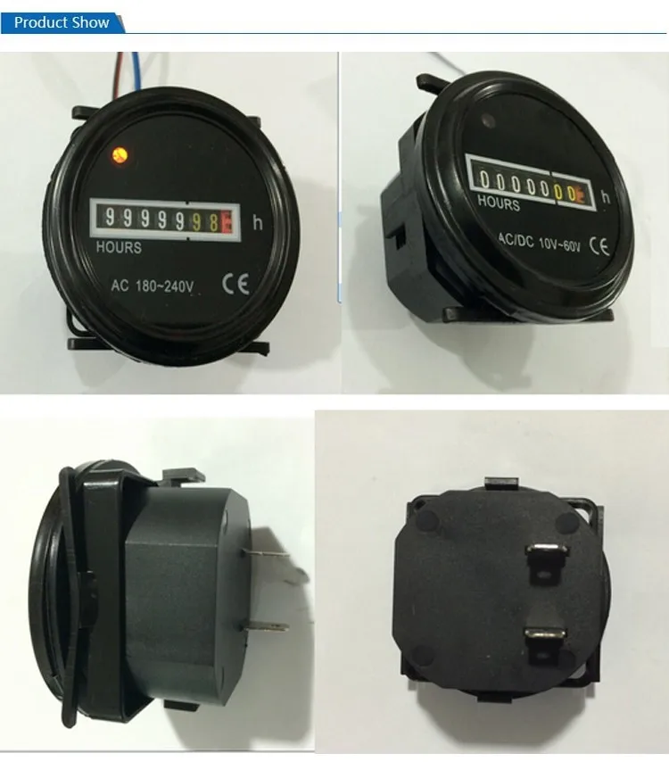 Round Hour Meter 10-60vdc With Led Light For Many Machines - Buy Hour ...