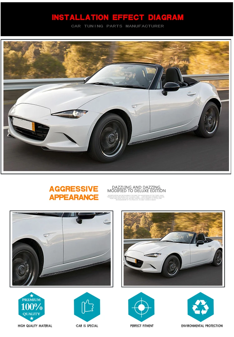 Mx-5 Carbon Fiber Car Side Sills For Mazda Mx-5 Miata Convertible 2 ...