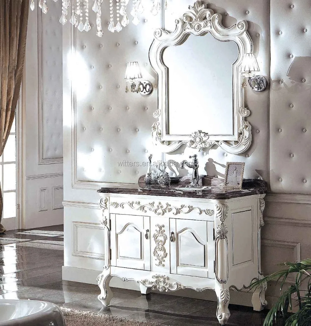 Luxury European Ivory White Bathroom Vanity,Royal Graceful Wooden ...