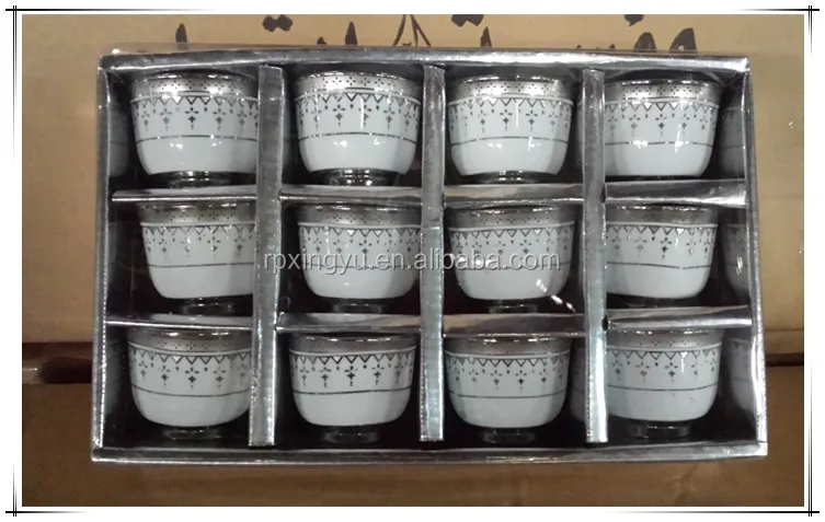 Cheap Price Porcelain 12pcs Golden Cawa Cup,Ceramic Arabic Kawa Cup Set ...