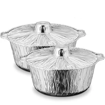 Aluminum Disposable Pots With Lids Large 5 Quarts Pack Of 2 Disposable ...