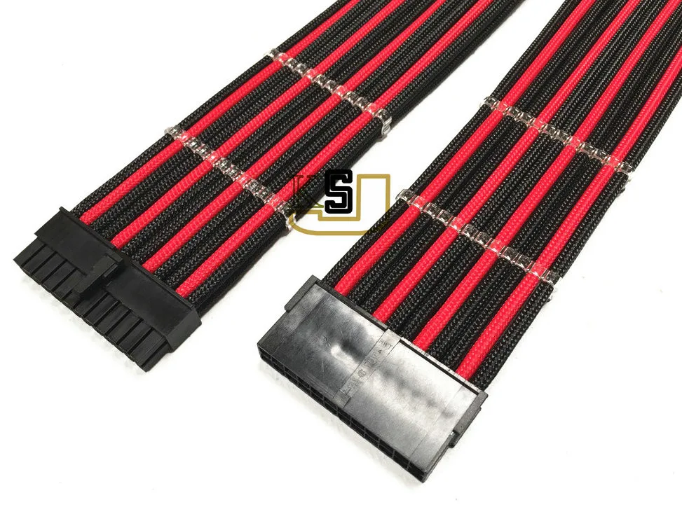 12" Single Sleeved 24 Pin Atx Eps Female To Male Power Extension Cable ...