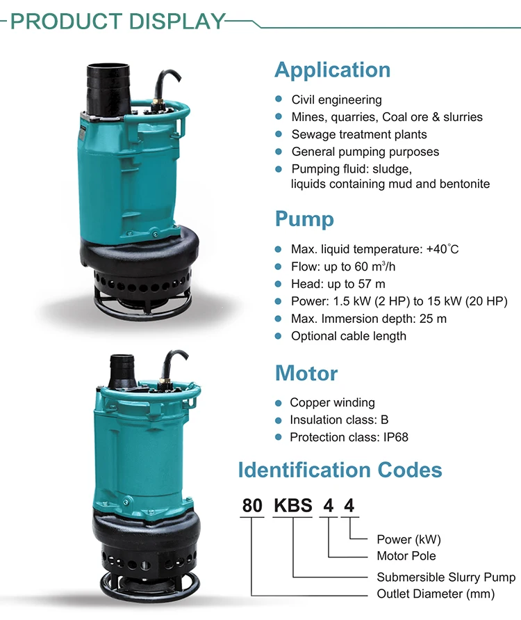 Leo Kbs Series Cast Iron Submersible Slurry Pump 1.5kw To 15kw - Buy ...