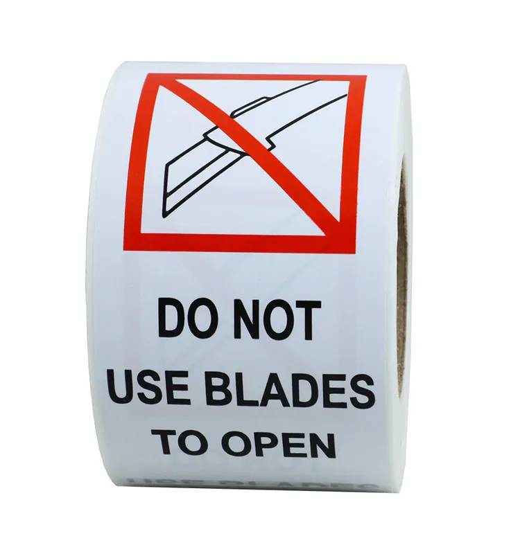Hybsk 2"x4" Red And Black "do Not Use Blades To Open" Warning Labels ...