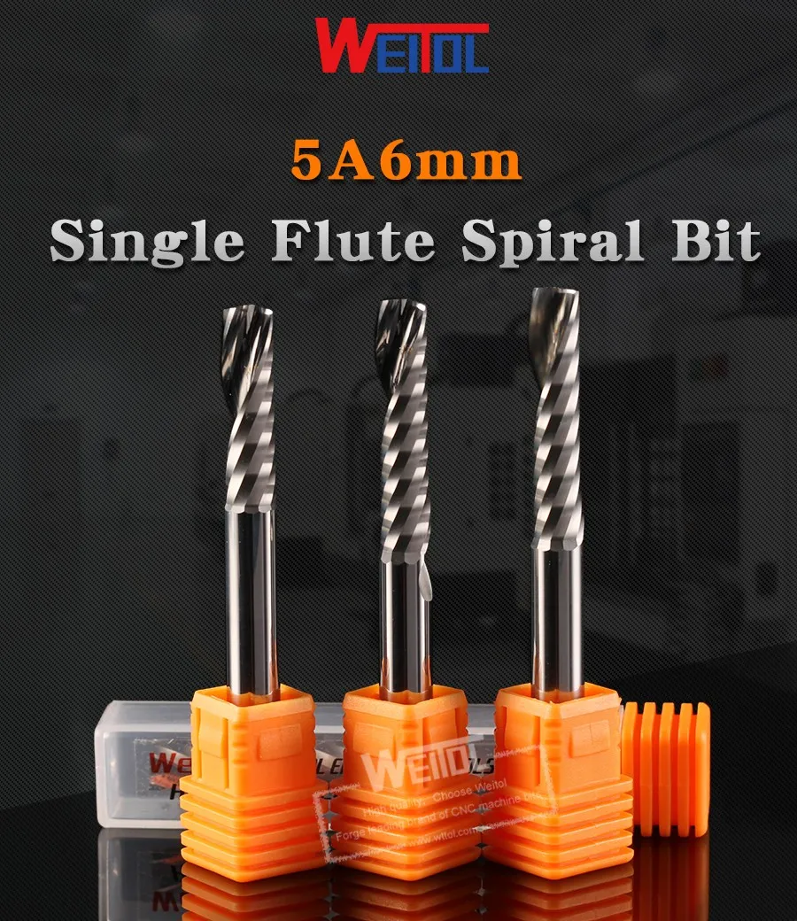 Carbide 6mm Single Flute Spiral Bits Cnc Router Bits For Cutting Wood ...
