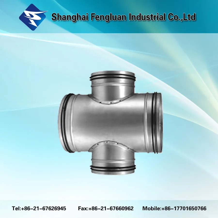 Hvac System Air Duct Fitting Crossing Tee 4 Ways Tee Spiral Duct ...