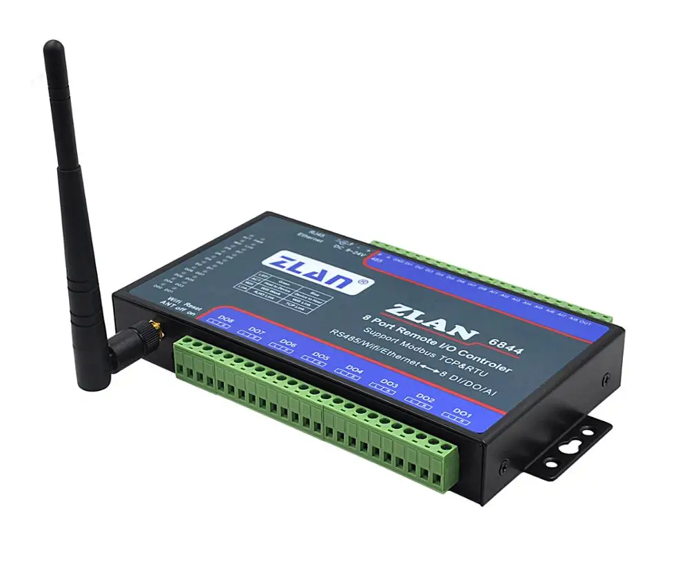 ZLAN6844 8 channels WIFI + LAN + Modbus TCP/RTU i/o module Remote I/ O ...