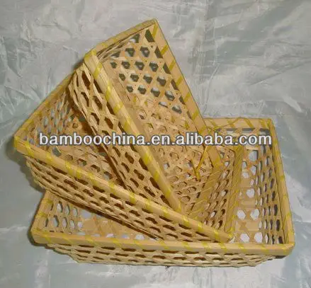 High Quality Rectangle Storage Bamboo Basket Woven Dried Baskets ...