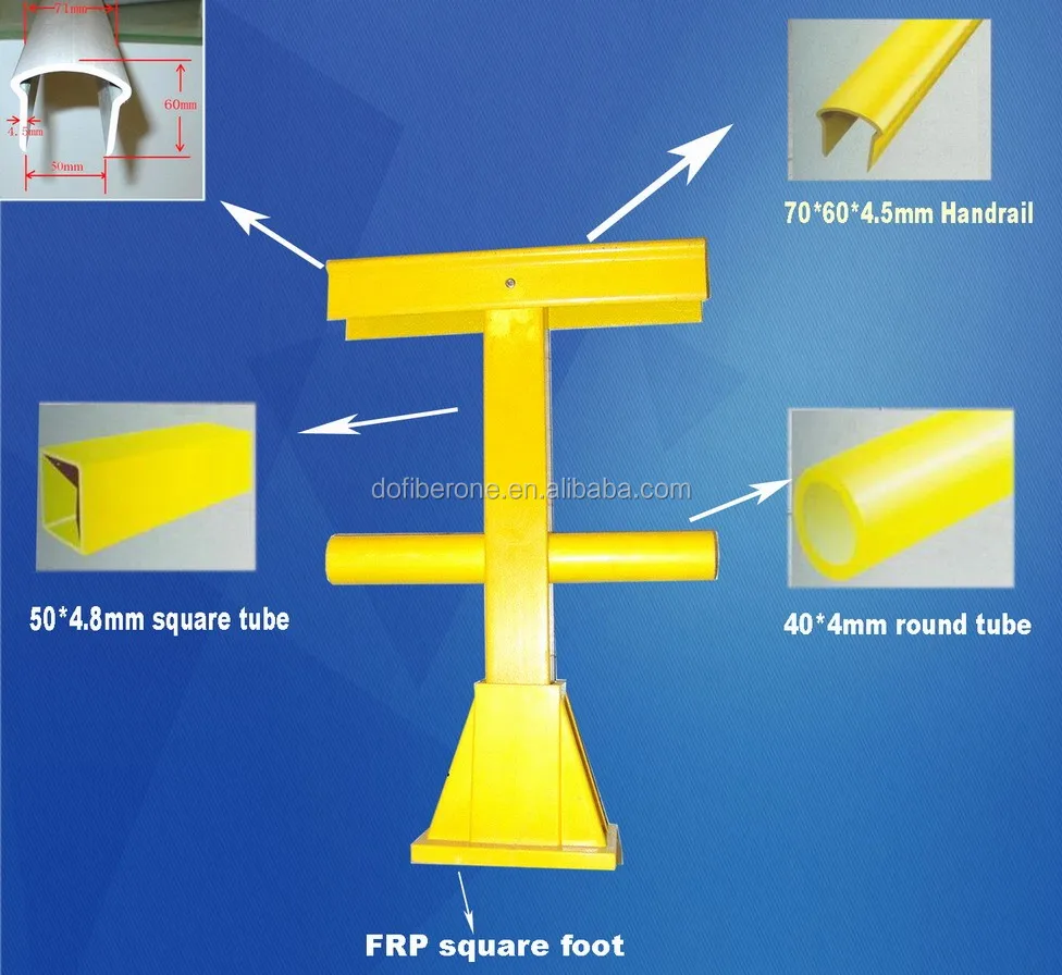 Factory Fiberglass FRP GRP Glassfiber Handrail Solutions