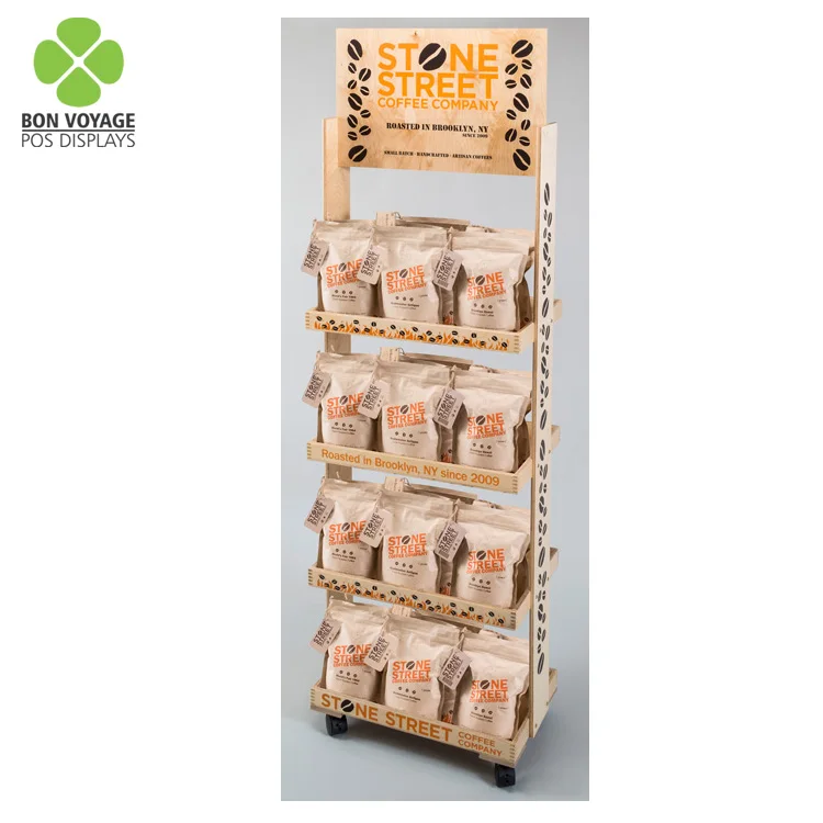 Best Selling Wood Coffee Bag Floor Display Rack - Buy Coffee Floor ...