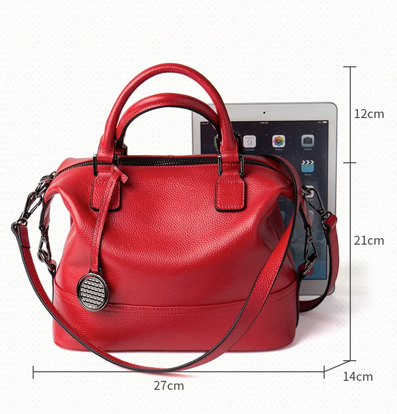 Red Color Genuine Leather Ladies Shoulder Handbags For Women - Buy Real ...