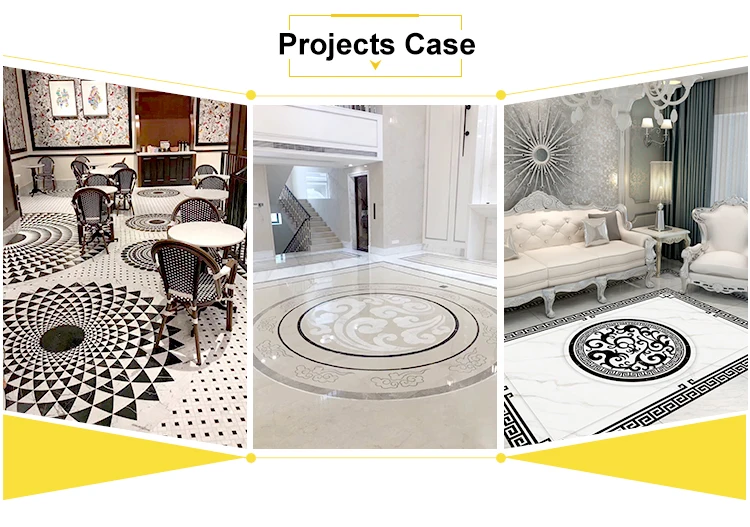 Luxury Waterjet Stone Cutting Square Marble Floor Inlay Flooring Flower ...