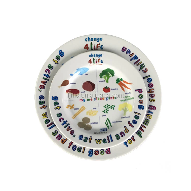 Melamine Label Portion Plate for Kids - Healthy Diet