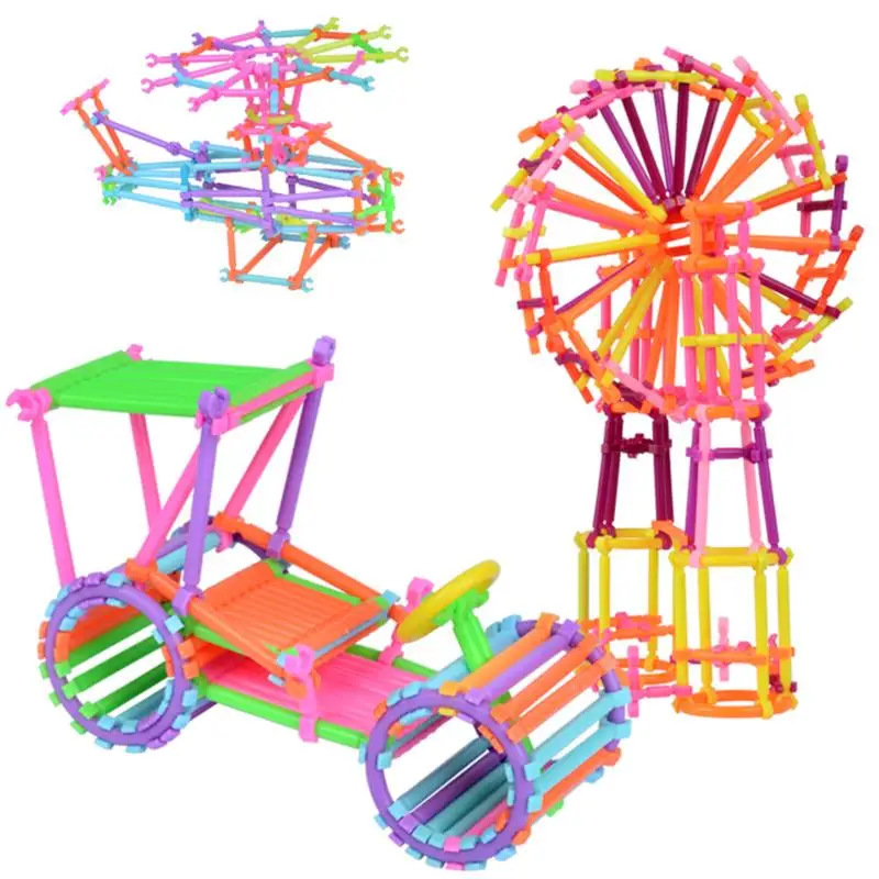 Diy Creative Intelligence Stick Assembled Plastic Building Blocks Kids ...