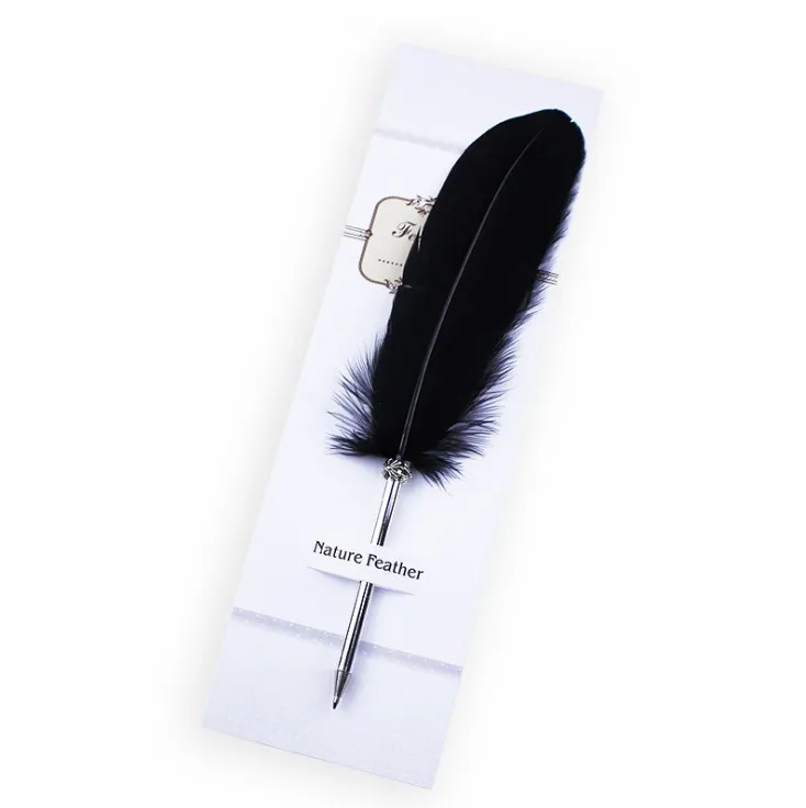 Classical Swan Feather Quill Metal Ball Pen Writing Ink Set With Gift ...