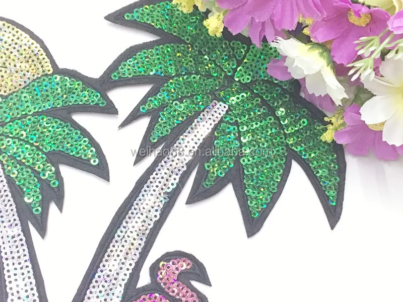 Coconut Palm/ Tree Sequin Embroidered Patches/sequin Applique - Buy ...