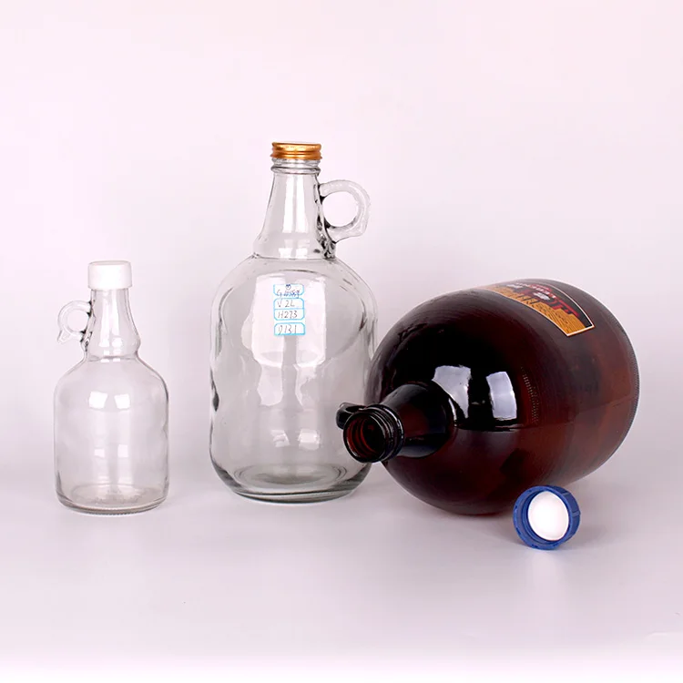 5 Liter Big Capacity Glass Growler Clear Wine Bottle With Cap Handle ...