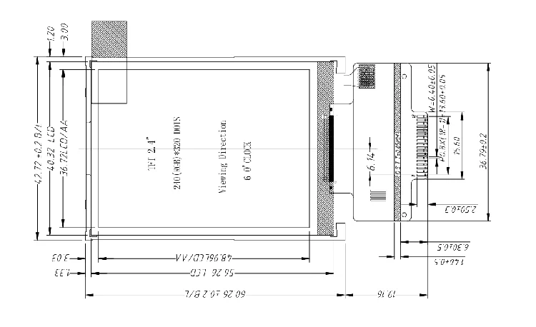 2.4inch TFT LCD with 18 Pins, SPI Interface, 240x320 Resolution