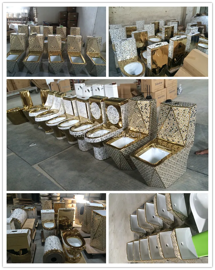 Golden Ceramic Wc Toilet Gold Plated Toilet Set Bathroom Silver Toilet ...