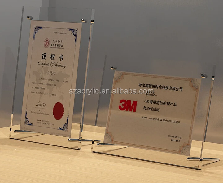 Acrylic Table Top Certificate Display Frame - Buy Acrylic Certificate ...