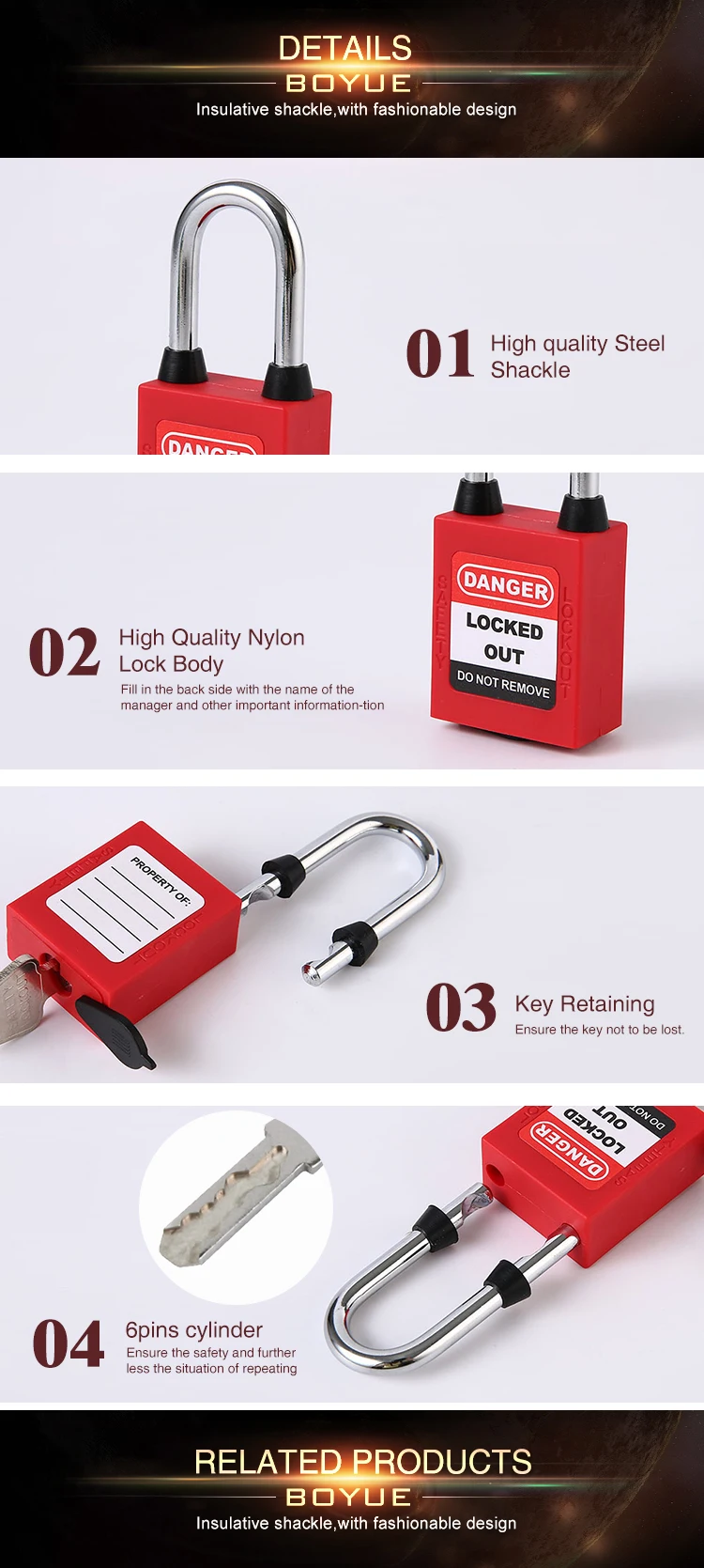 High Quality Nylon Lockout Safety Padlock With Dustproof - Buy High ...