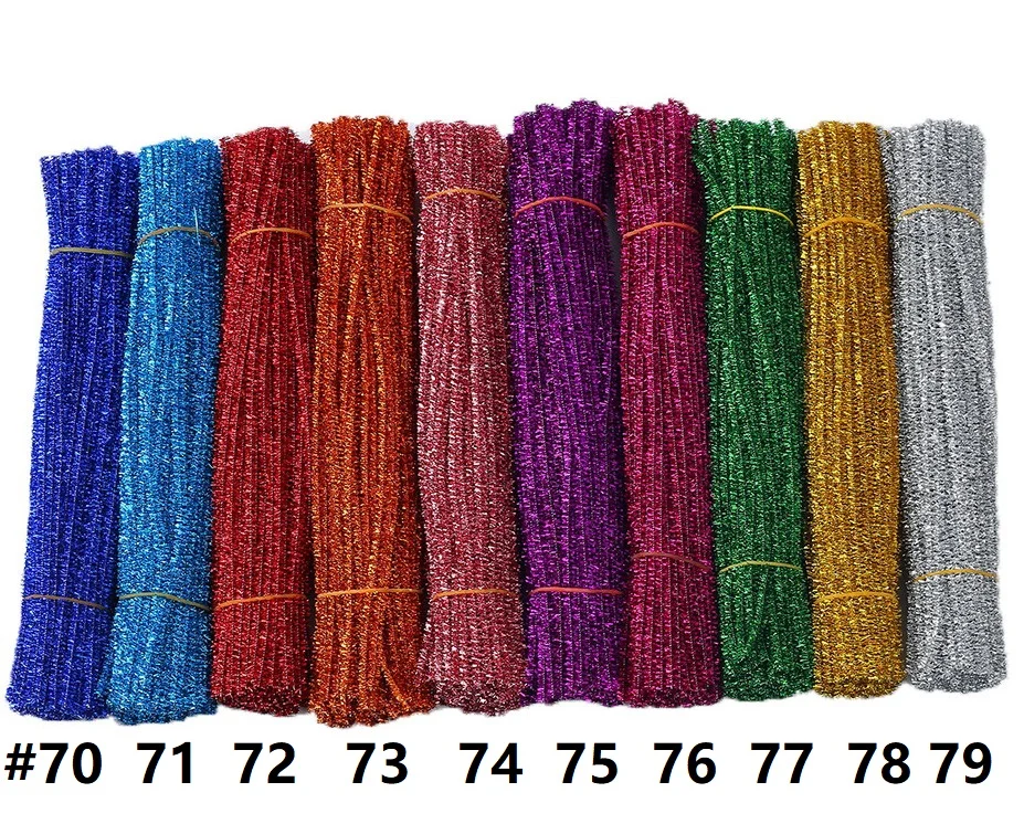 100pcs Multi Color Glitter Metallic Chenille Stem Roll