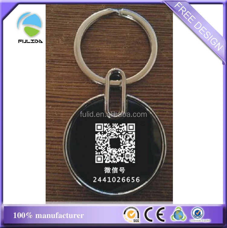 Custom Metal Brushed Blank Circle Printing Qr Code Keychain - Buy ...