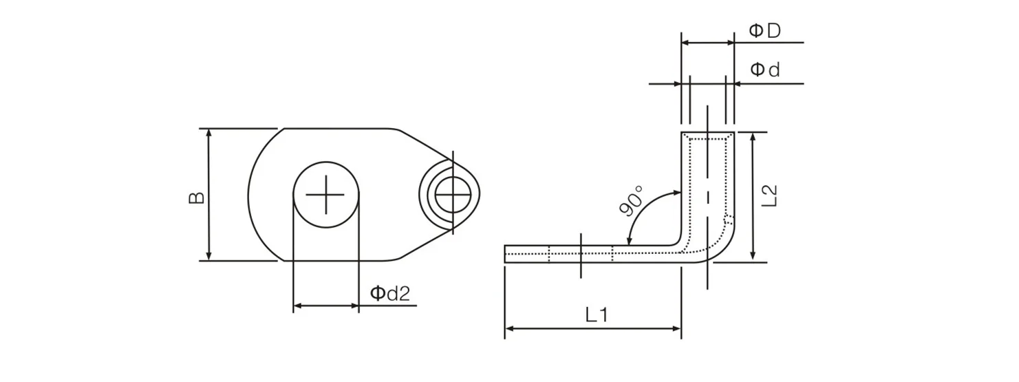 L Shape Cable Lug 90 Degree Terminal Lug - High Conductivity