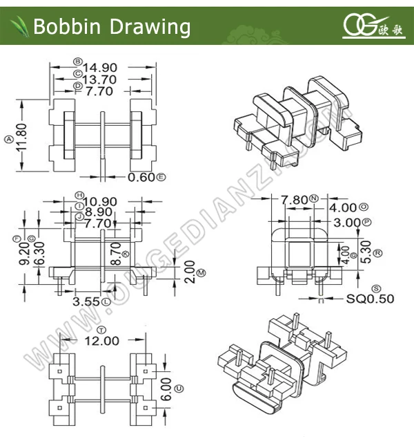 Ee12/13/4 Transformer Bobbin With Two Chamber-pin2+2 - Buy E12 Bobbin ...